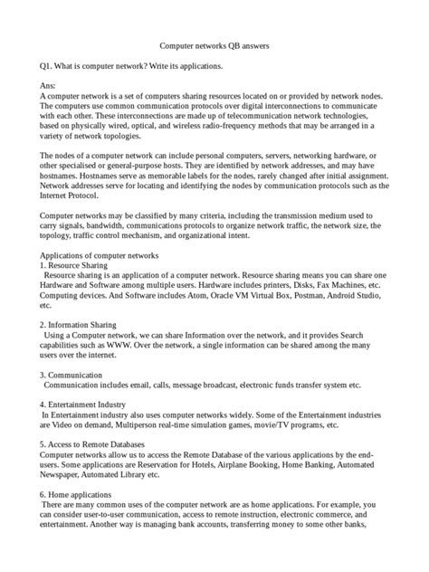 Cn Qb Answers Pdf Internet Protocol Suite Computer Network