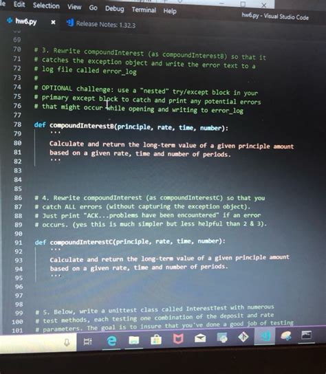 Solved Edit Selection View Go Debug Terminal Help Hw6py