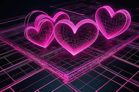 Premium Photo Geometry Wireframe Shapes And Grids In Neon Pink Color