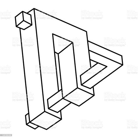 Unreal Geometric Figures Impossible Shape Web Design Element Optical Illusion Object Line Design