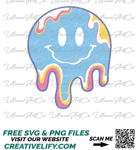 Colourful Melted Face Svg I Happy Face Drip I Retro I Good V Inspire