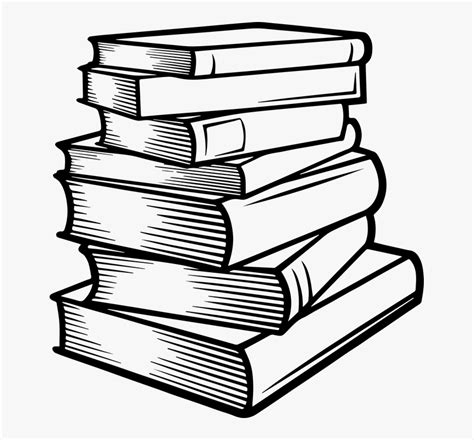 Transparent Drawn Line Png Stack Of Books Clipart Black And White
