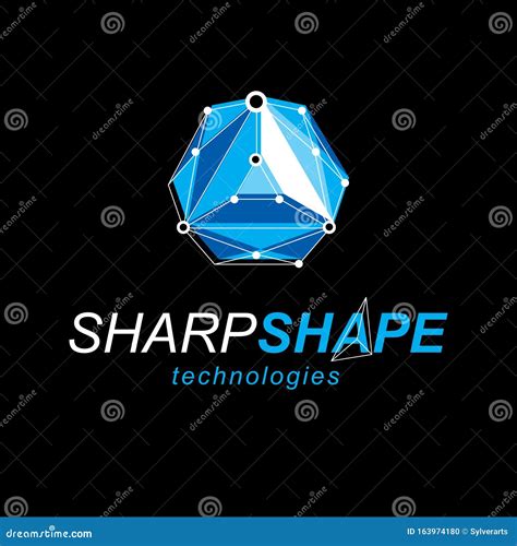 Technology Conceptual Emblem Abstract Geometric 3d Wireframe Object