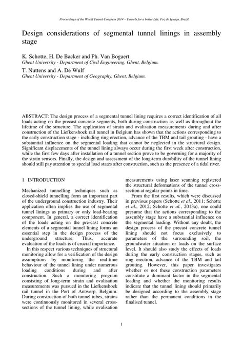 Pdf Design Considerations Of Segmental Tunnel Linings In Assembly Stage