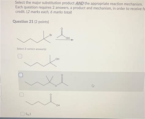 Solved Select the major substitution product AND the | Chegg.com