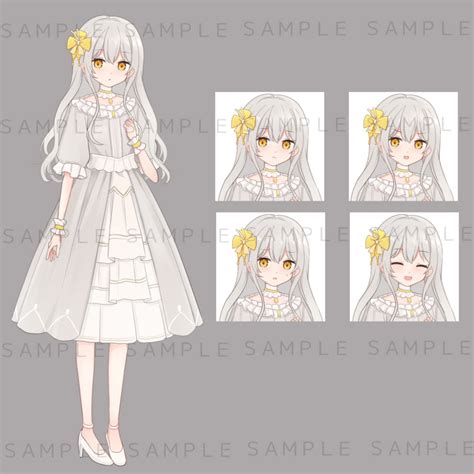 キャラクター立ち絵素材 白いロングヘア×ワンピースの女の子 はにとう Booth