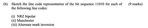 solved b sketch the line code representation of the bit