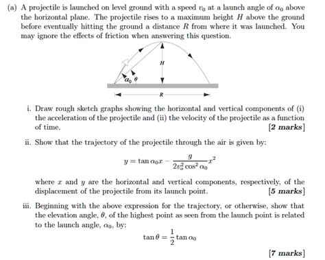 Solved A Projectile Is Launched On Level Ground With A Speed V0 At A Launch Angle Of α0 Above