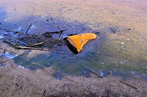 녹슨 금속 배럴 석유 제품의 나머지와 습지 땅에서 부분적으로 튀어나와 0명에 대한 스톡 사진 및 기타 이미지 0명 가득 찬 가솔린 Istock