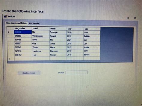 Insert And Delete And Search Create A Suitable Database