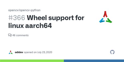 Wheel Support For Linux Aarch64 · Issue 366 · Opencvopencv Python