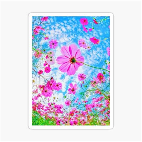 beautiful pink flowers landscape sticker for sale by art vibrations