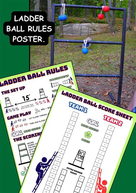 Ladder Ball Rules Poster And Score Sheets Yard Game Guide Printable Pdf