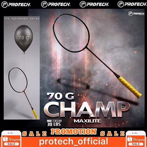 Protech Maxilite Champ Racket Racquet Free Grip Free String