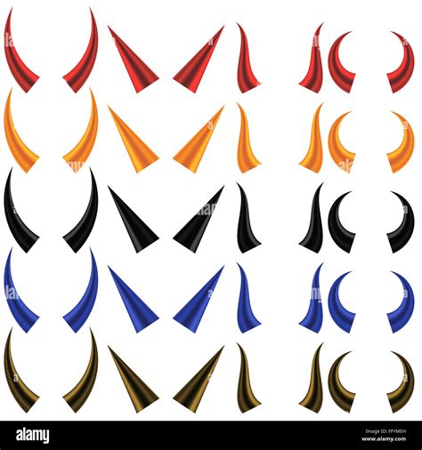 Set Of Different Colorful Horns Stock Photo Alamy