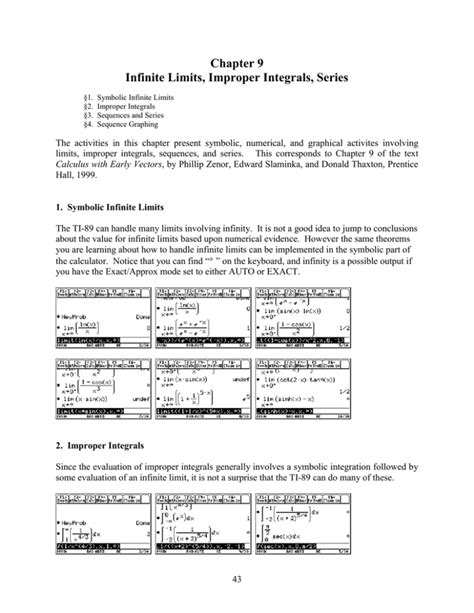 Chapter 9 Infinite Limits Improper Integrals Series