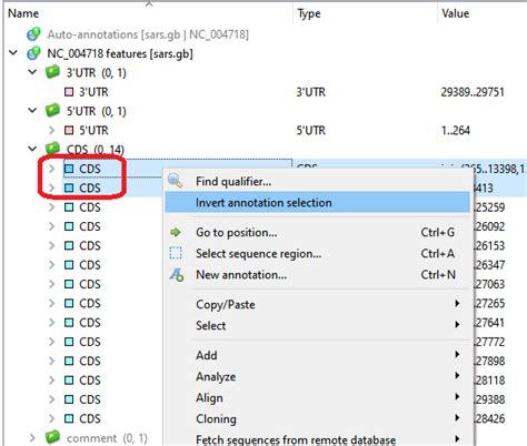 Selecting Annotations Ugene Documentation