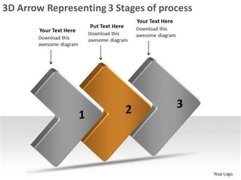 3d arrow representing stages of process creating flow chart powerpoint
