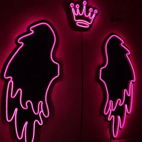 خرید و قیمت تابلو نئون طرح بال فرشته و تاج با 36 ماه گارانتی از غرفه