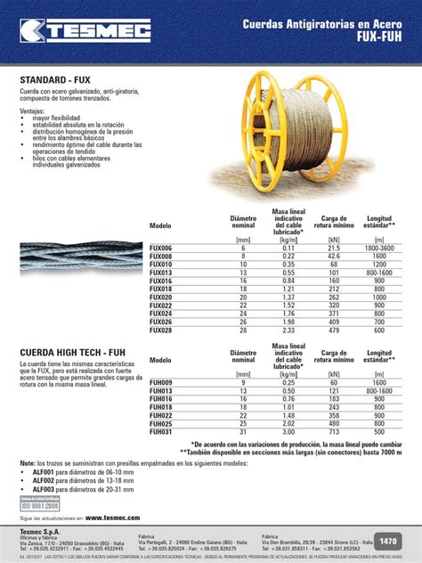 Tesmec Se 1470 Fux Fuh Es Pdf Naturaleza