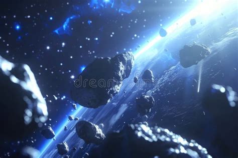 A Group Of Rocks Floating In Outer Space Suitable For Science Fiction Or Space Exploration