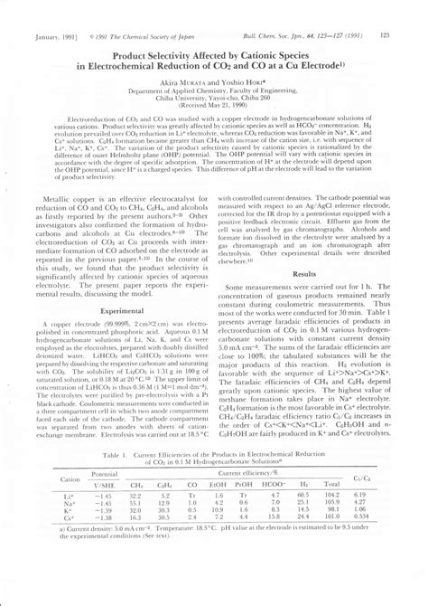 Pdf Product Selectivity Affected By Cationic Species In Electrochemical Reduction Of Co 2 And