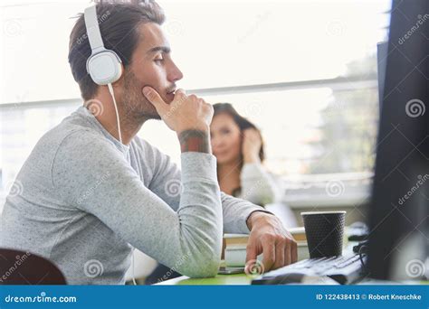 Man With Computer As Programmer Stock Image Image Of Computer Class 122438413