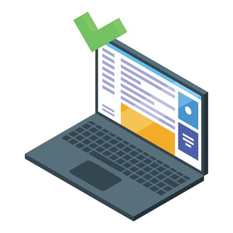 Isometric Laptop With Checkmark Icon On Screen Vector Art At Vecteezy