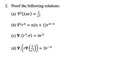 Solved Proof The Following Relations A Lnr R B Chegg