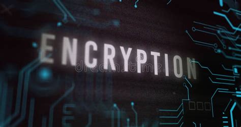 Animation Of Interference Over Encryption Text Data Processing And Computer Circuit Board Stock