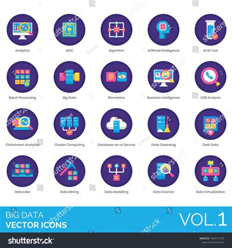 Big Data Icons Including Analytics Algorithm Stock Vector Royalty Free