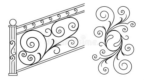 Decorative Architectural Elements Ornate Metalwork Rail Post Vector Design Generative Ai Stock
