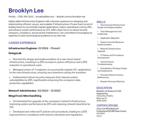 1 Infrastructure Engineer Cv Examples [ Free Templates]
