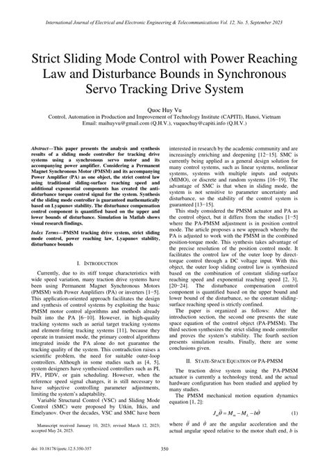 pdf strict sliding mode control with power reaching law and