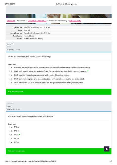 CS3306 Self Quiz Unit 3 Attempt Review Started On Thursday 9 February 2023 7 14 AM State