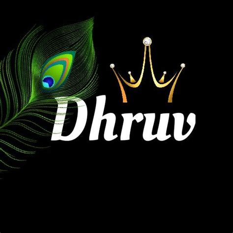 Dhruv Name Wallpaper with Peacock Feather and Crowns