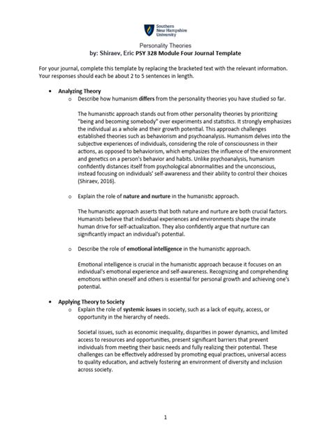 4 1 activity journal download free pdf humanistic psychology