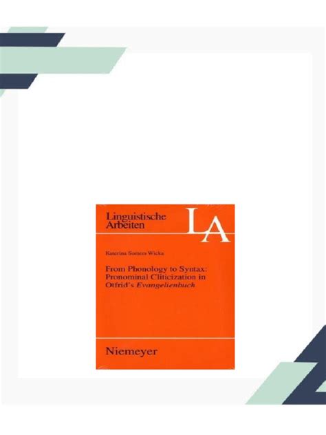 ebook from phonology to syntax pronominal cliticization in otfrid s