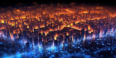 Premium Photo Abstract Blue Orange Technology Background With A Cyber Network Grid And