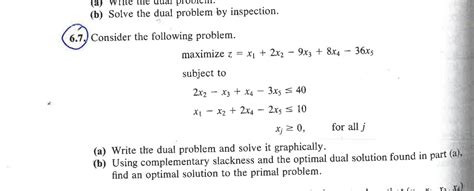 Solved A Write The B Solve The Dual Problem By