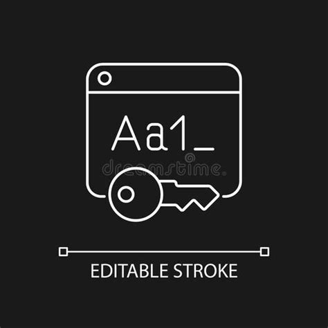 Letter And Number Password White Linear Icon For Dark Theme Stock