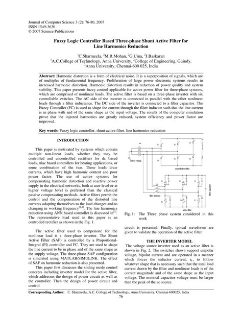 Pdf Fuzzy Logic Controller Based Three Phase Shunt Active Filter For