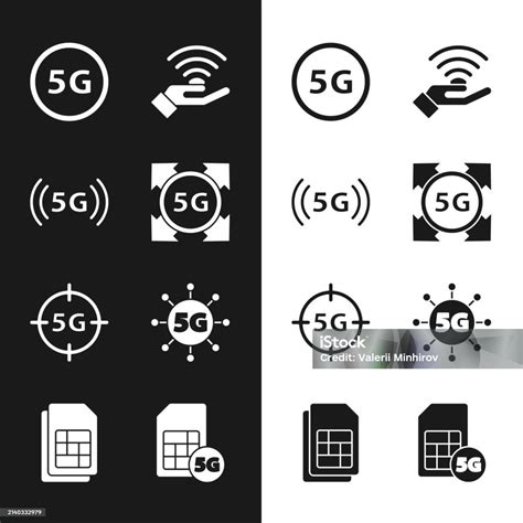 Set 5g Network Sim Card And Card Icon Vector Stock Illustration Download Image Now 5g Black