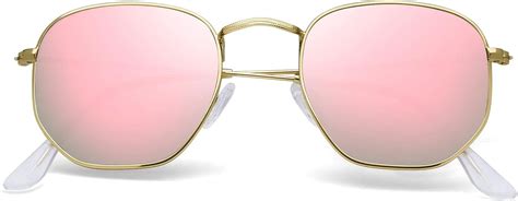 Polarized Sunglasses For Womens Men Trendy Square Hexagonal Flat Mirrored Sun Glasses Uv
