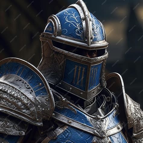 Premium Photo Blue Armor Knight Generative Ai