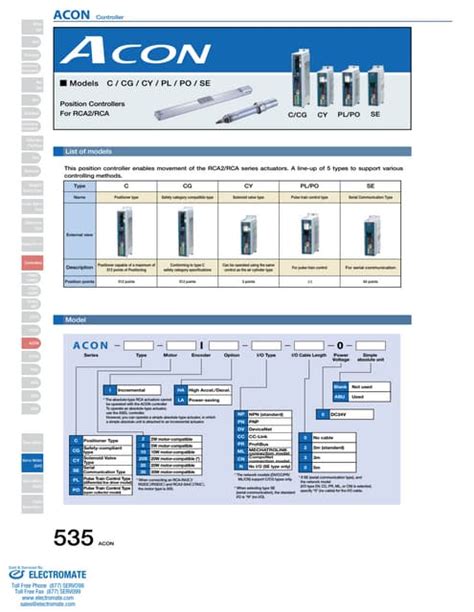 iai ethernet ip pcon acon specsheet