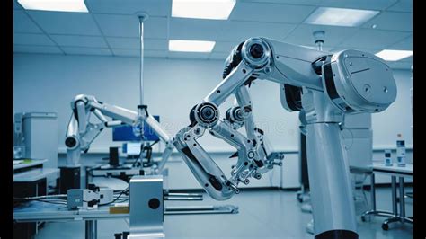 Futuristic Robotics Arm Operating In High Tech Laboratory Environment Generative Ai Stock