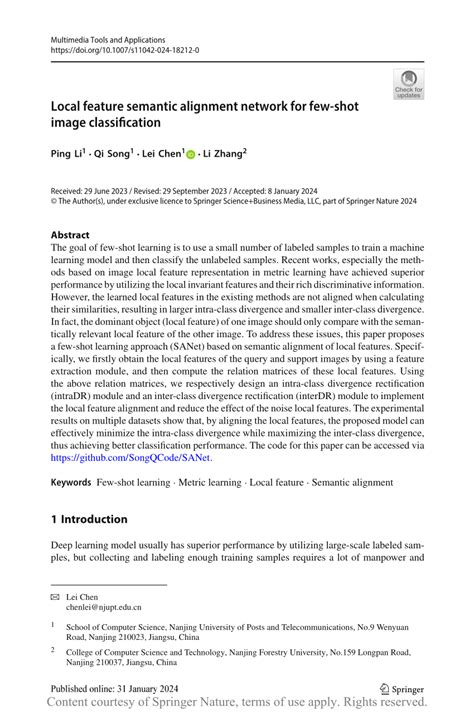 Local Feature Semantic Alignment Network For Few Shot Image Classification