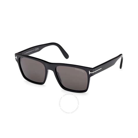 Tom Ford Mens Vincent Acetate Rectangle Sunglasses In Shiny Blacksmoke