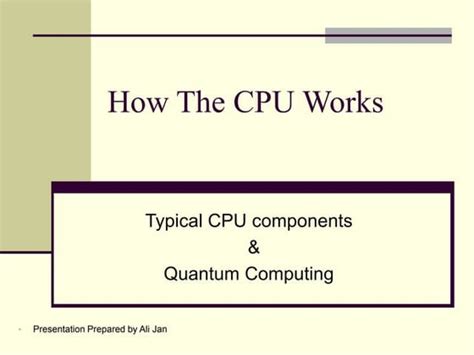 Cpu Central Processing Units Ppt